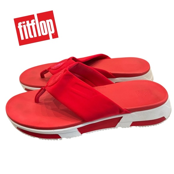 Fitflop | Shoes | Fitflop Sporty Red Slide Thong Womens Flip Flop Sandals | Poshmark